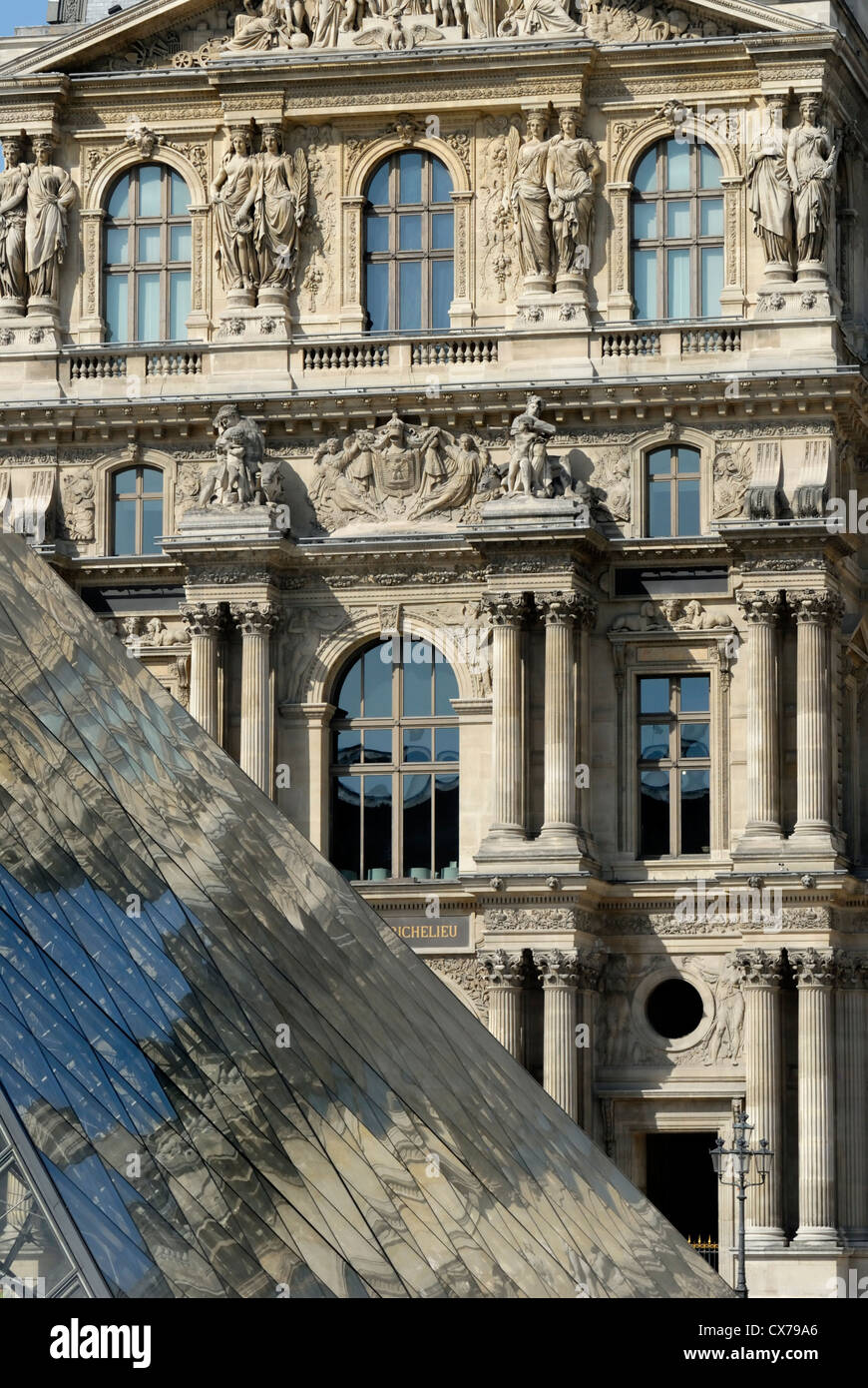 Paris, France. Palais du Louvre. Cour Napoleon, with the pyramid Stock ...