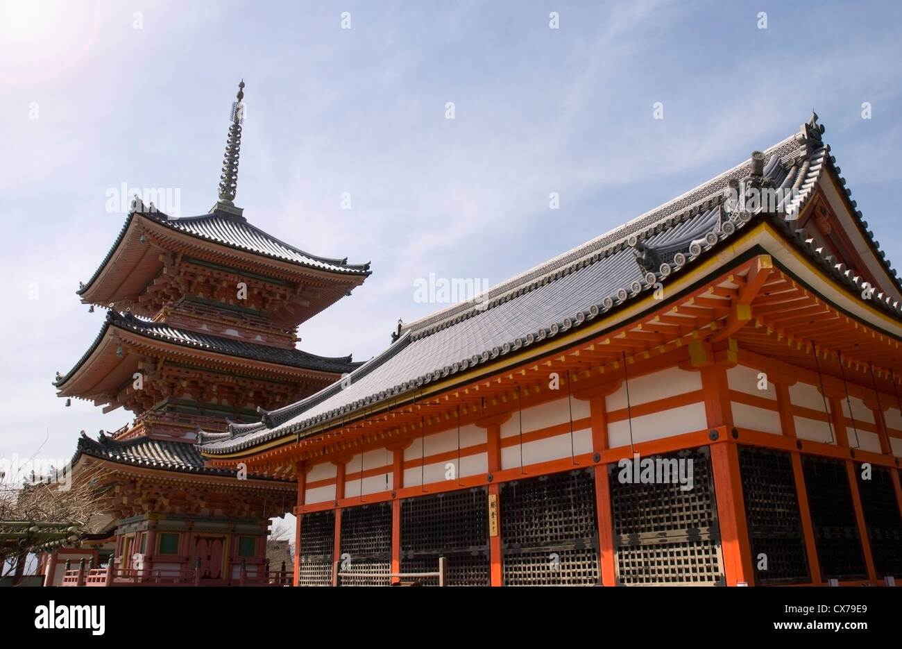 Pagoda And Red Building; Kyoto, Japan Stock Photo - Alamy