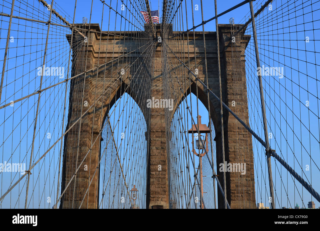 Upward image of Brooklyn Bridge in New York Stock Photo - Alamy