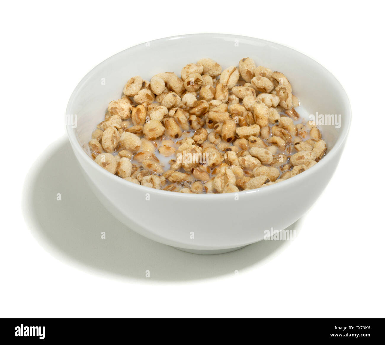 bowl of puffed wheat photographed on a white background Stock Photo - Alamy