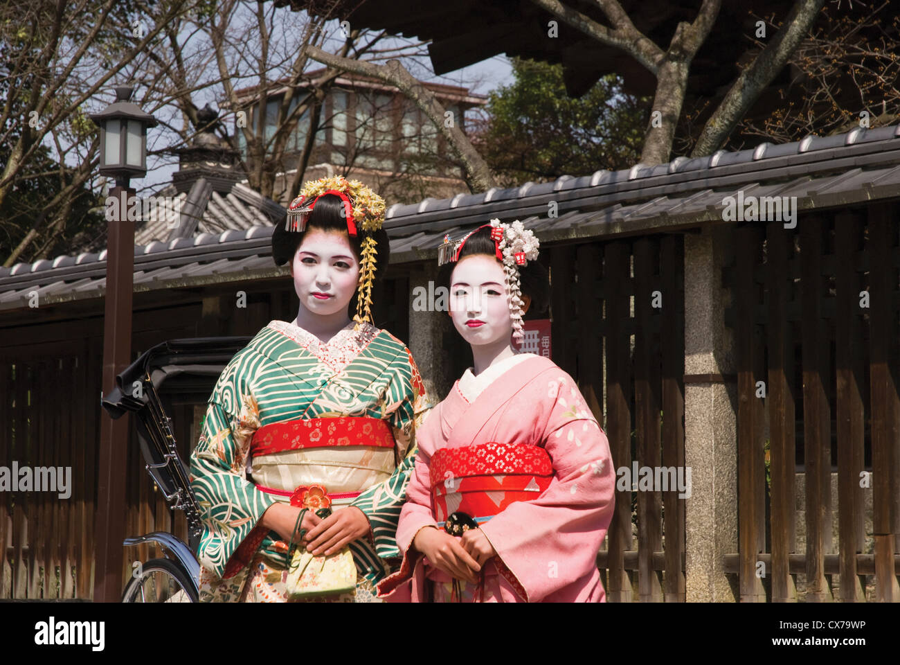 Two Geishas In Old Kyoto; Kyoto, Japan Stock Photo - Alamy