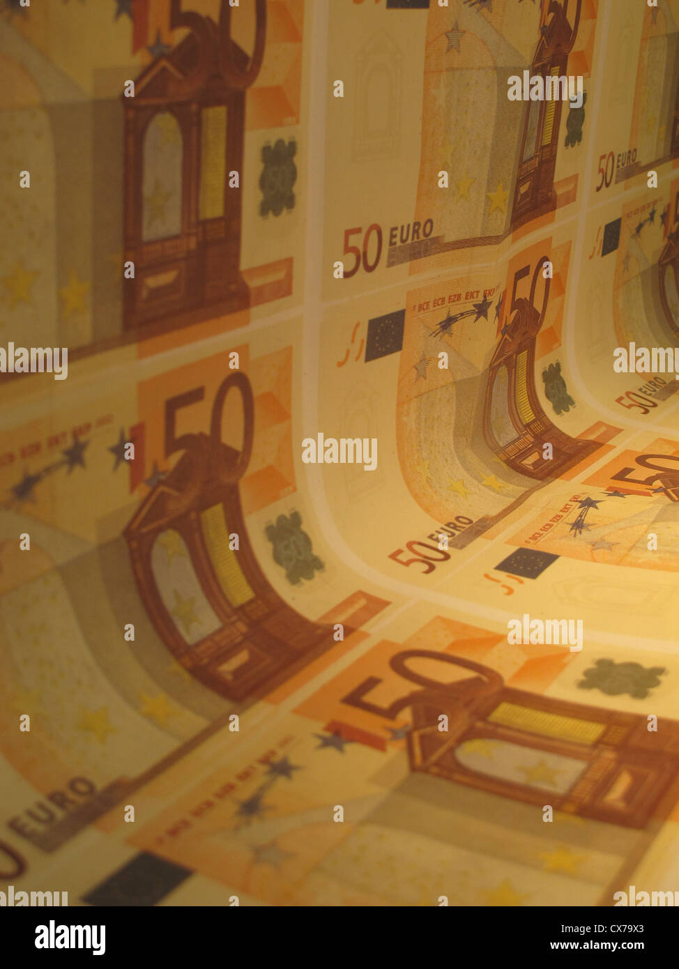 counterfeit false euro bank notes on display at police event Stock ...