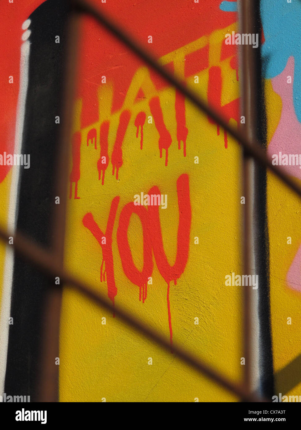 hate you graffiti on wall Stock Photo - Alamy