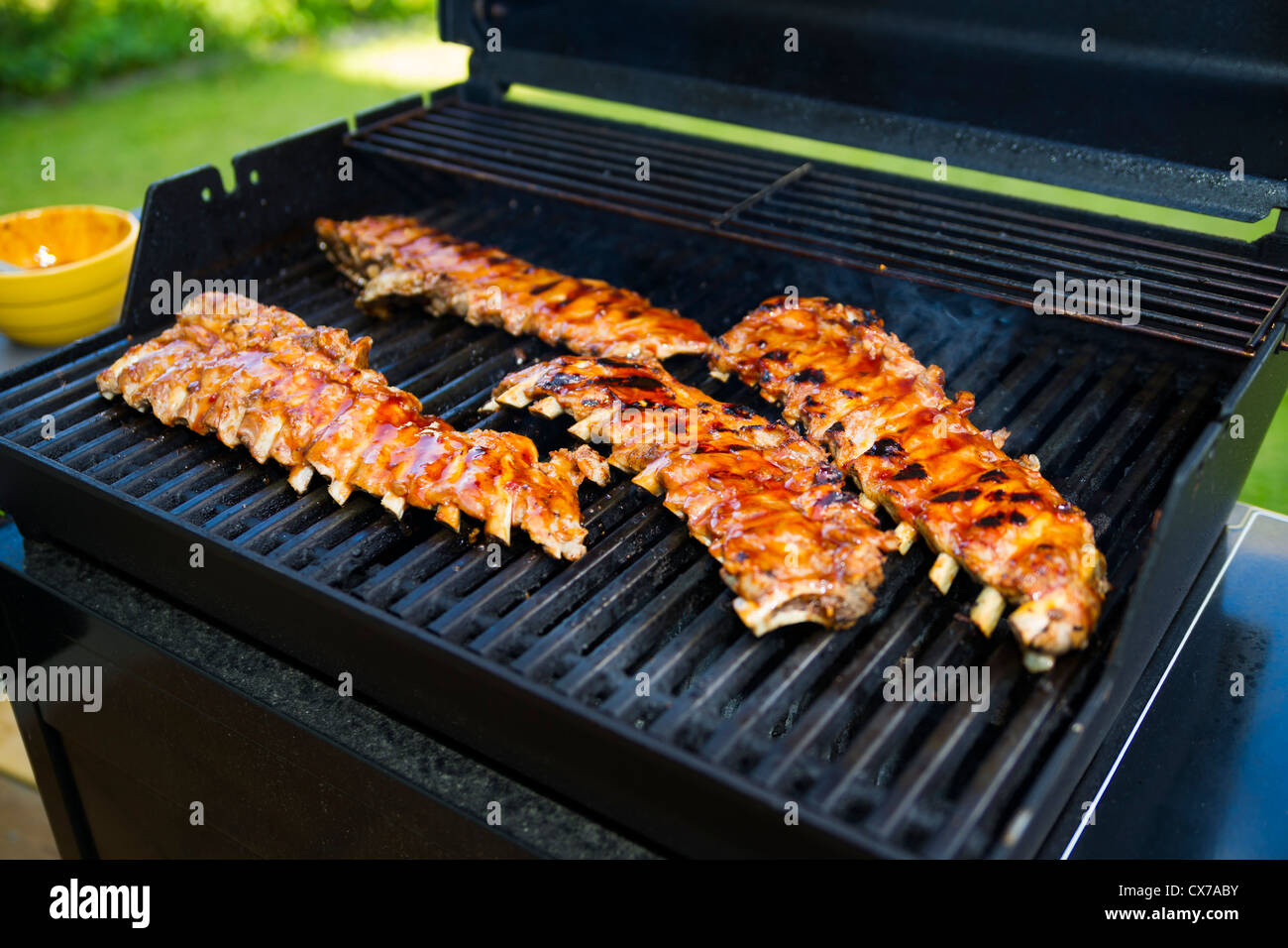 BBQ Ribs on Grill Stock Photo - Alamy