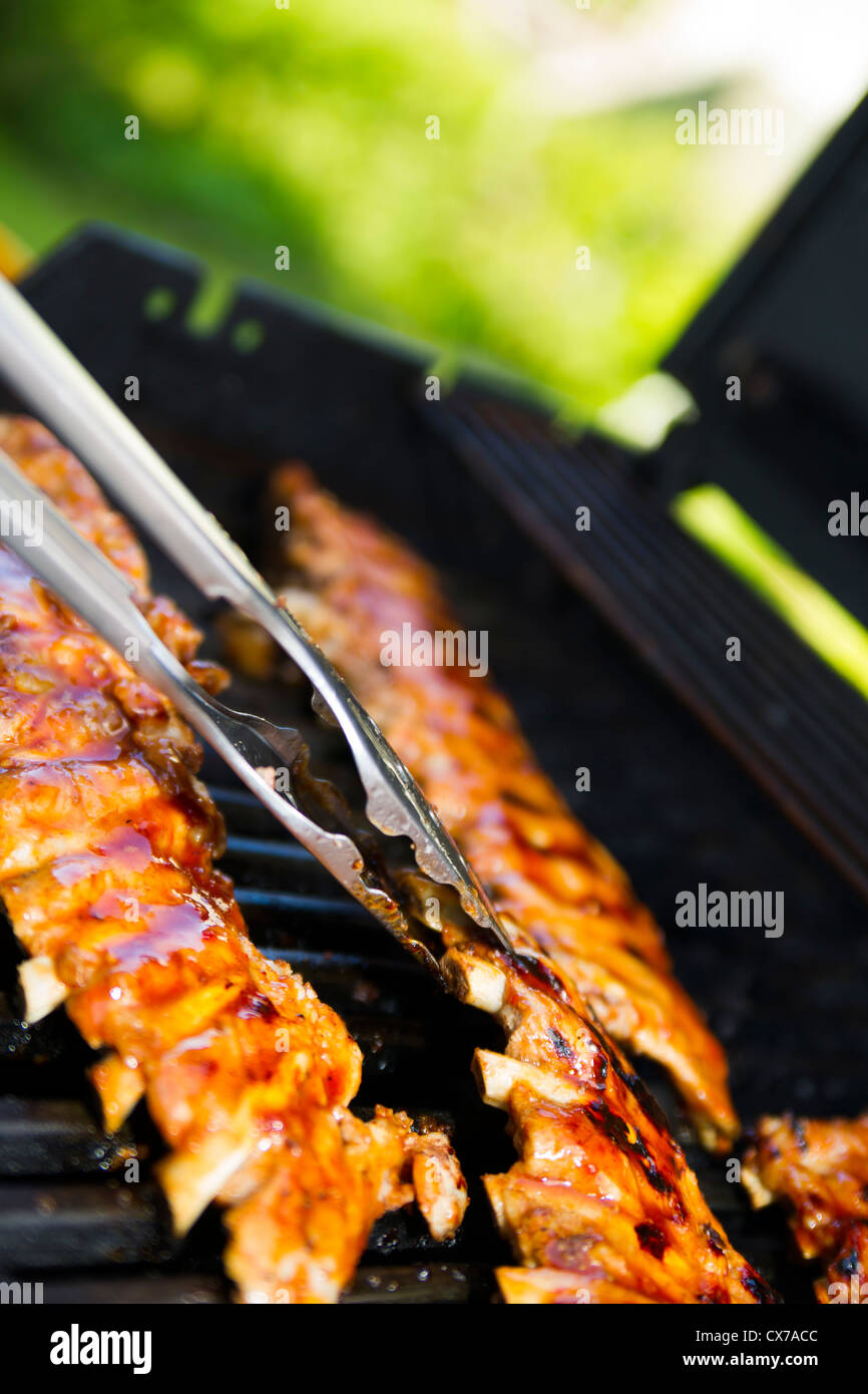 BBQ Ribs on Grill Stock Photo - Alamy