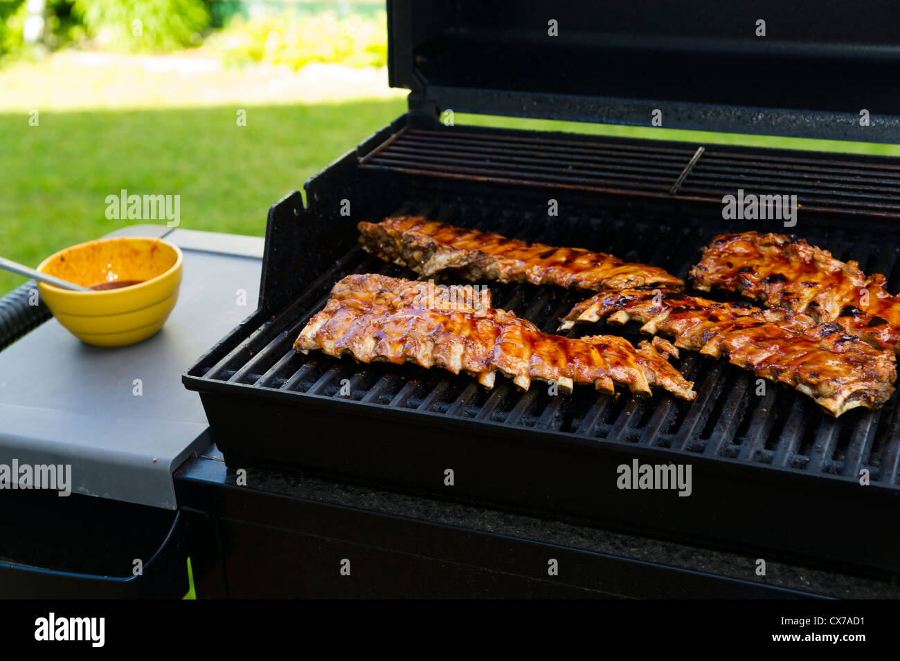 BBQ Ribs on Grill Stock Photo - Alamy