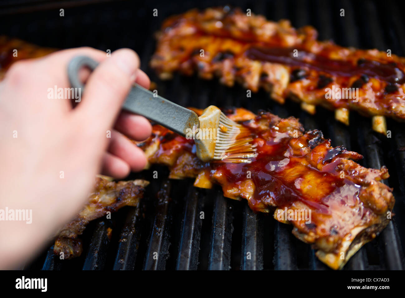 BBQ Ribs on Grill Stock Photo - Alamy