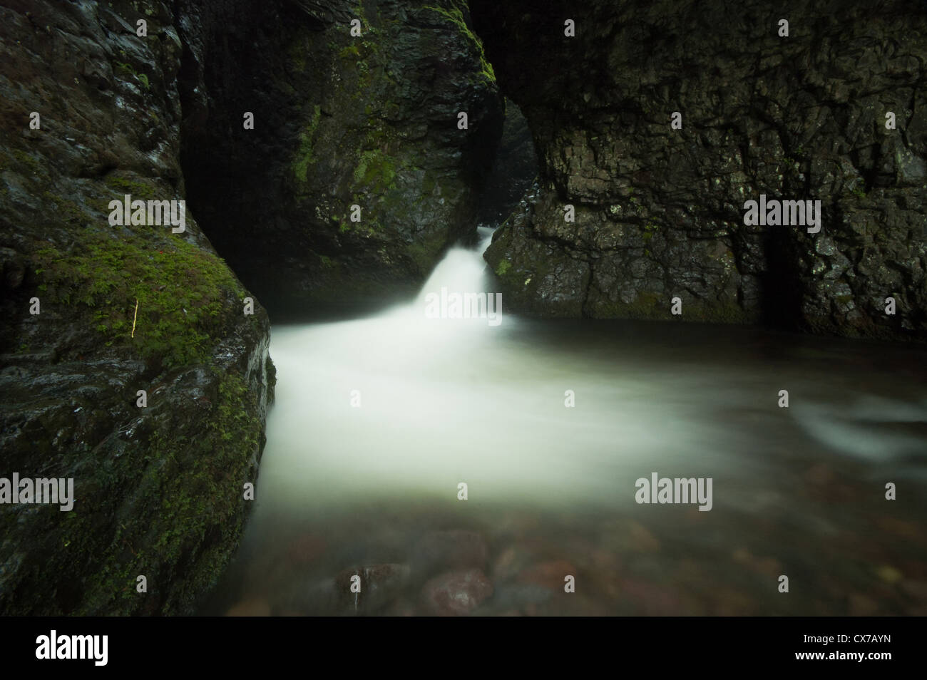 Water gushing through rocks near Stirling, Scotland UK Stock Photo - Alamy