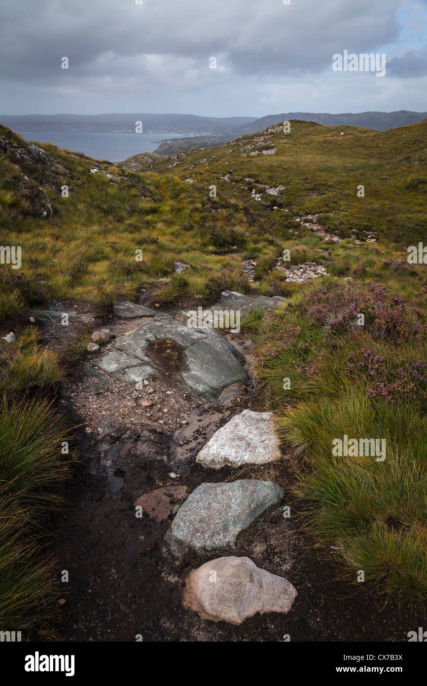 Scottish highlands burn with Loch Gairloch in background, Wester Ross ...