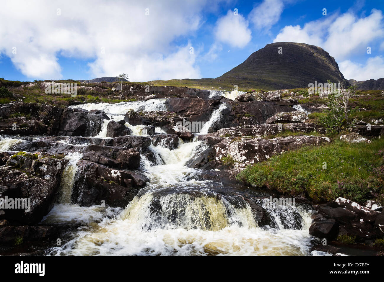 Russel Burn waterfall flowing towards Loch Kishorn, Applecross ...