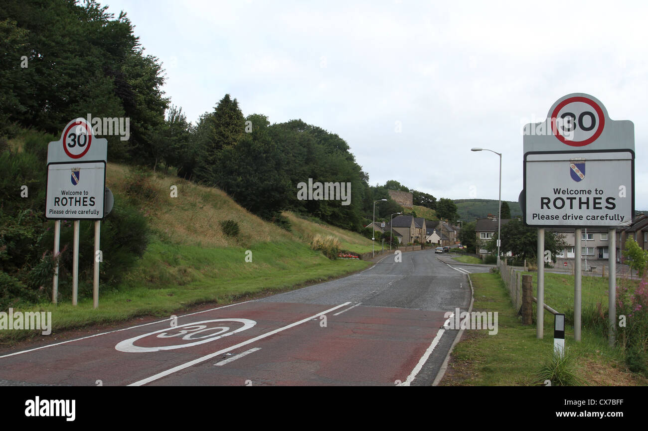 Welcome to Rothes sign Scotland September 2012 Stock Photo - Alamy