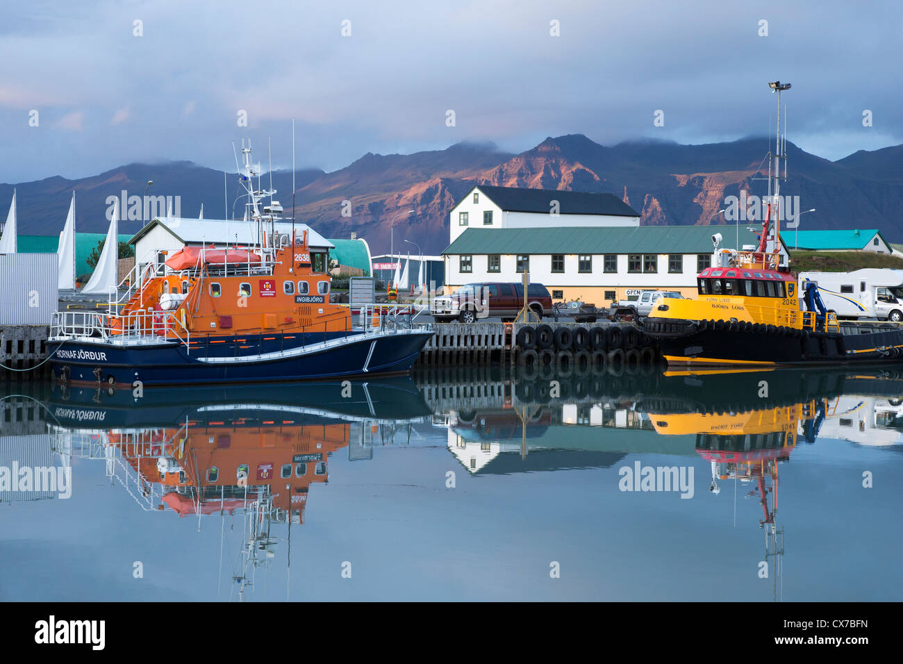 Hofn (höfn Í hornafirđi) harbour at dusk, Iceland Stock Photo - Alamy