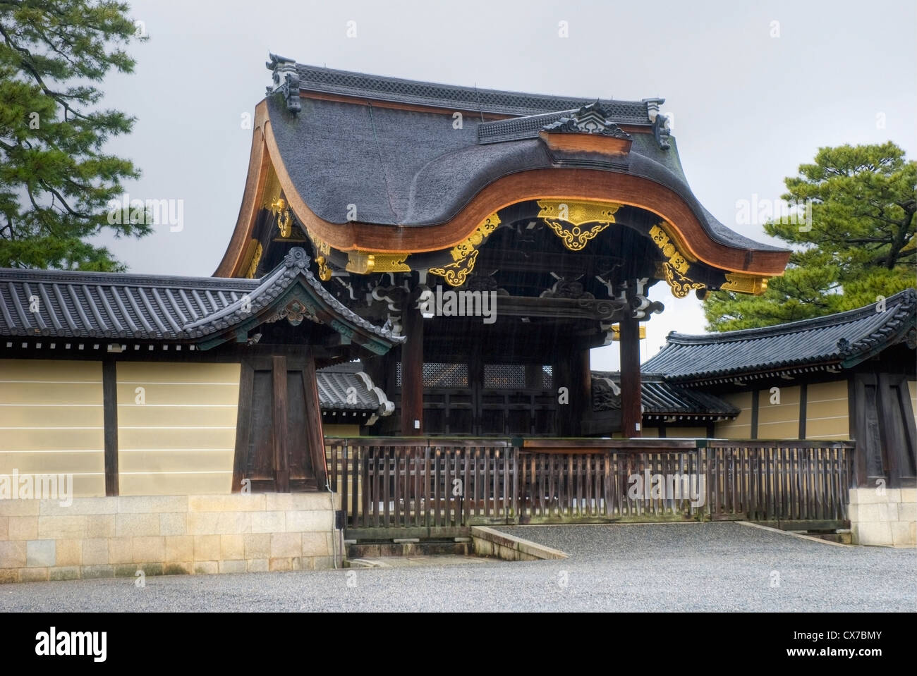 Japanese Temple Gate With Golden Accents; Kyoto, Japan Stock Photo - Alamy