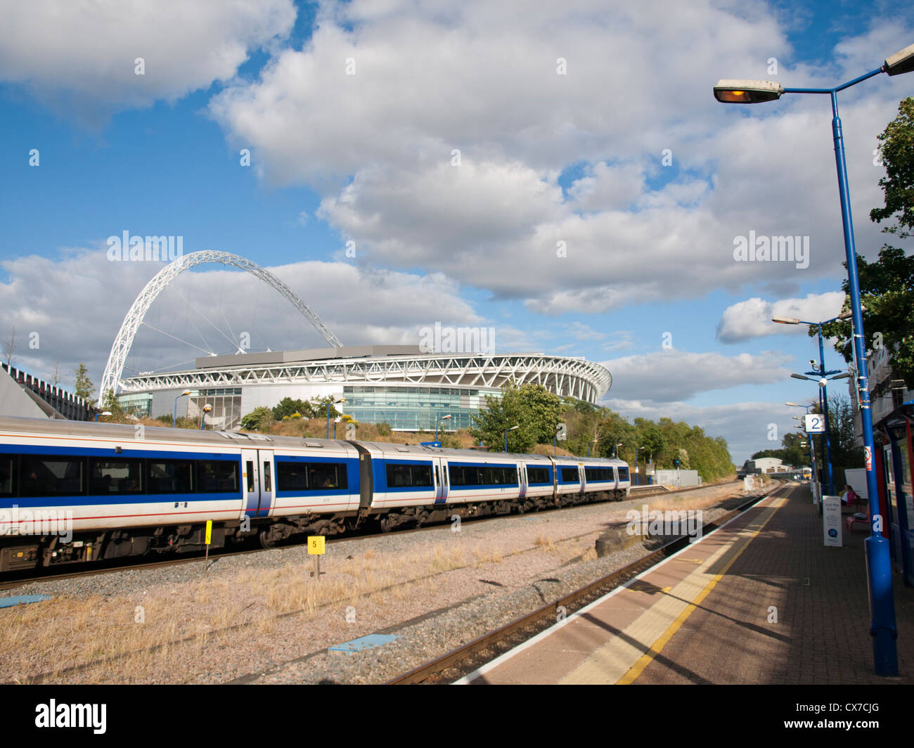Wembley Stadium train station platform showing Wembley Stadium in ...