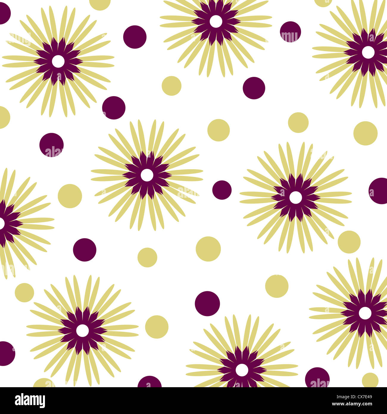 Seamless flowers and circle pattern on white Stock Photo - Alamy