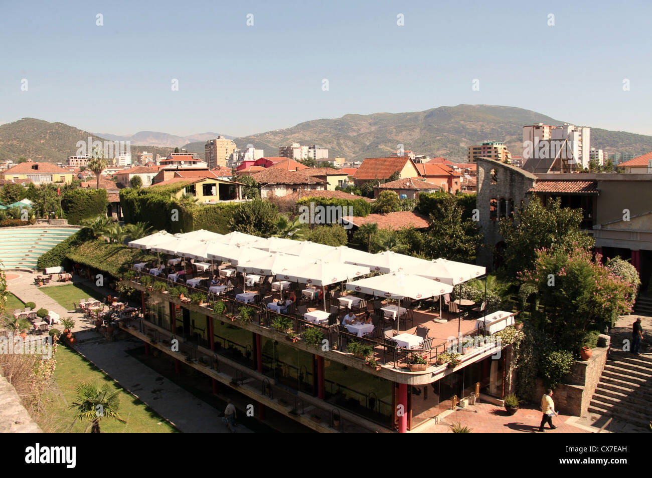 Cafe inside the Fortress of Elbasan in Albania Stock Photo - Alamy