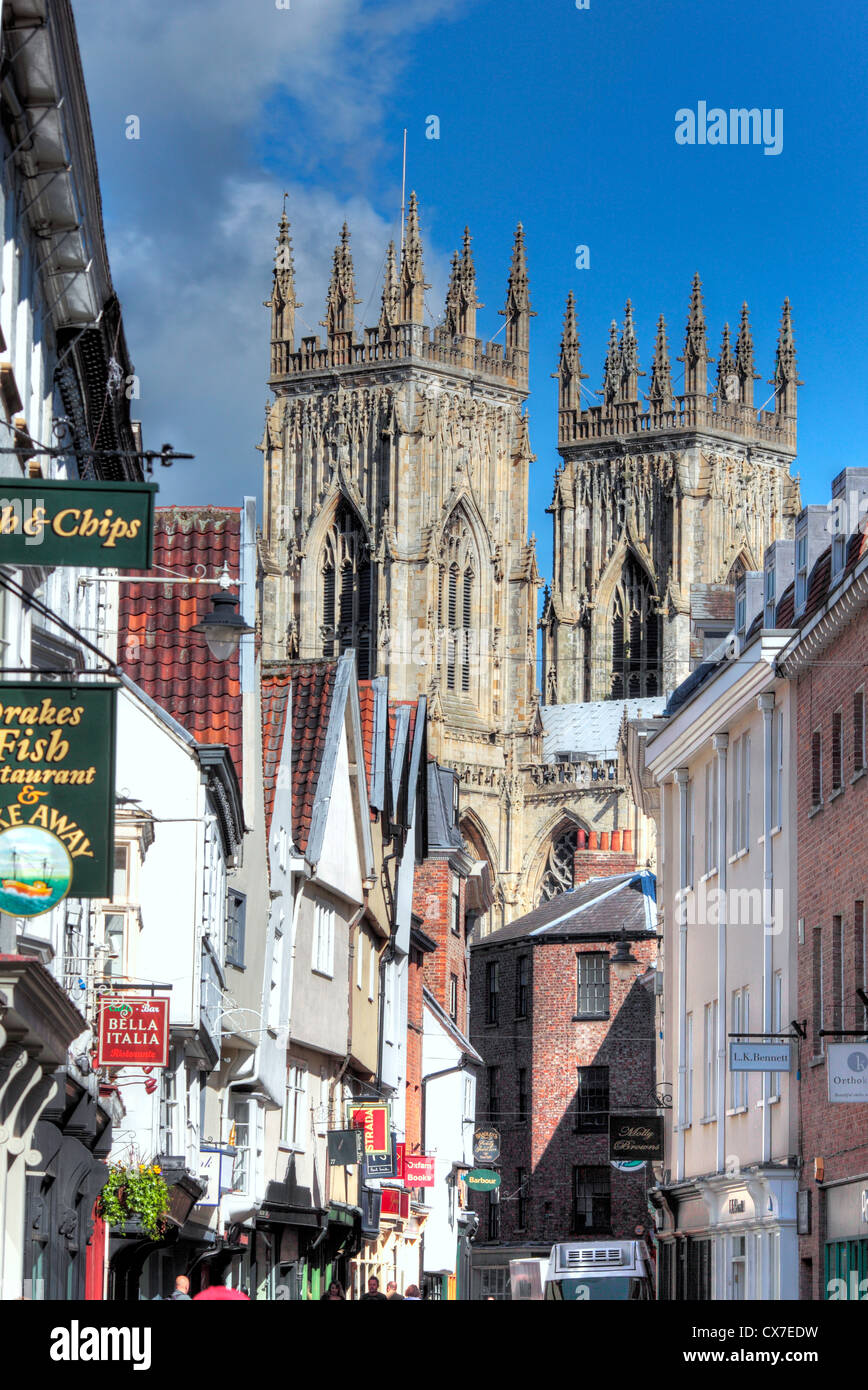 View of Minster from Low Petergate, York, North Yorkshire, England, UK ...