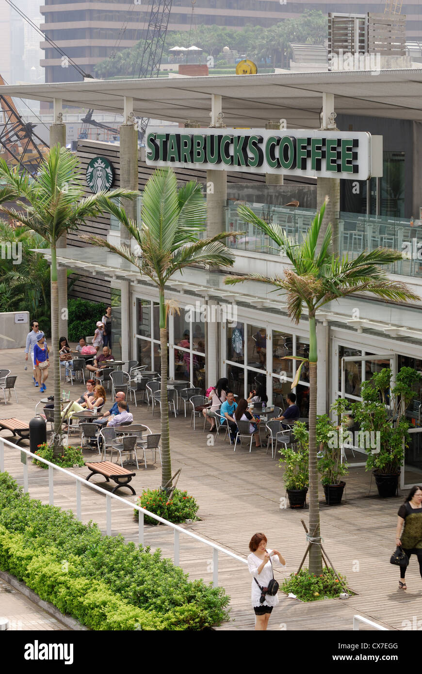 Starbucks, located on the Tsim Sha Tsui waterfront in Hong Kong China ...