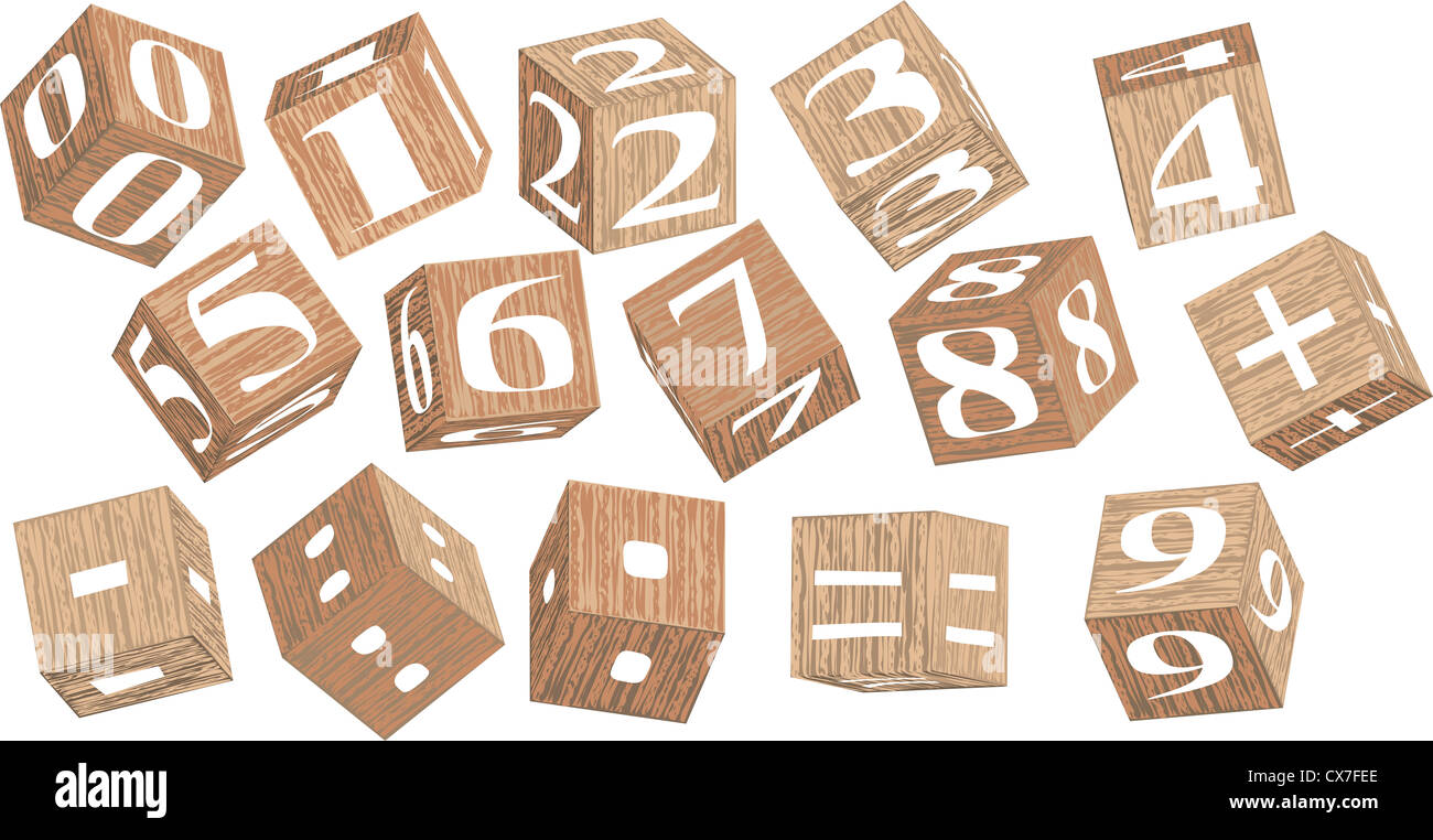 numbers on wooden cubes isolated on white background Stock Photo - Alamy