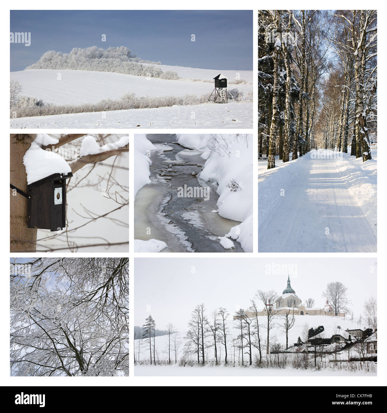 Landscape frozen river winter Cut Out Stock Images & Pictures - Alamy