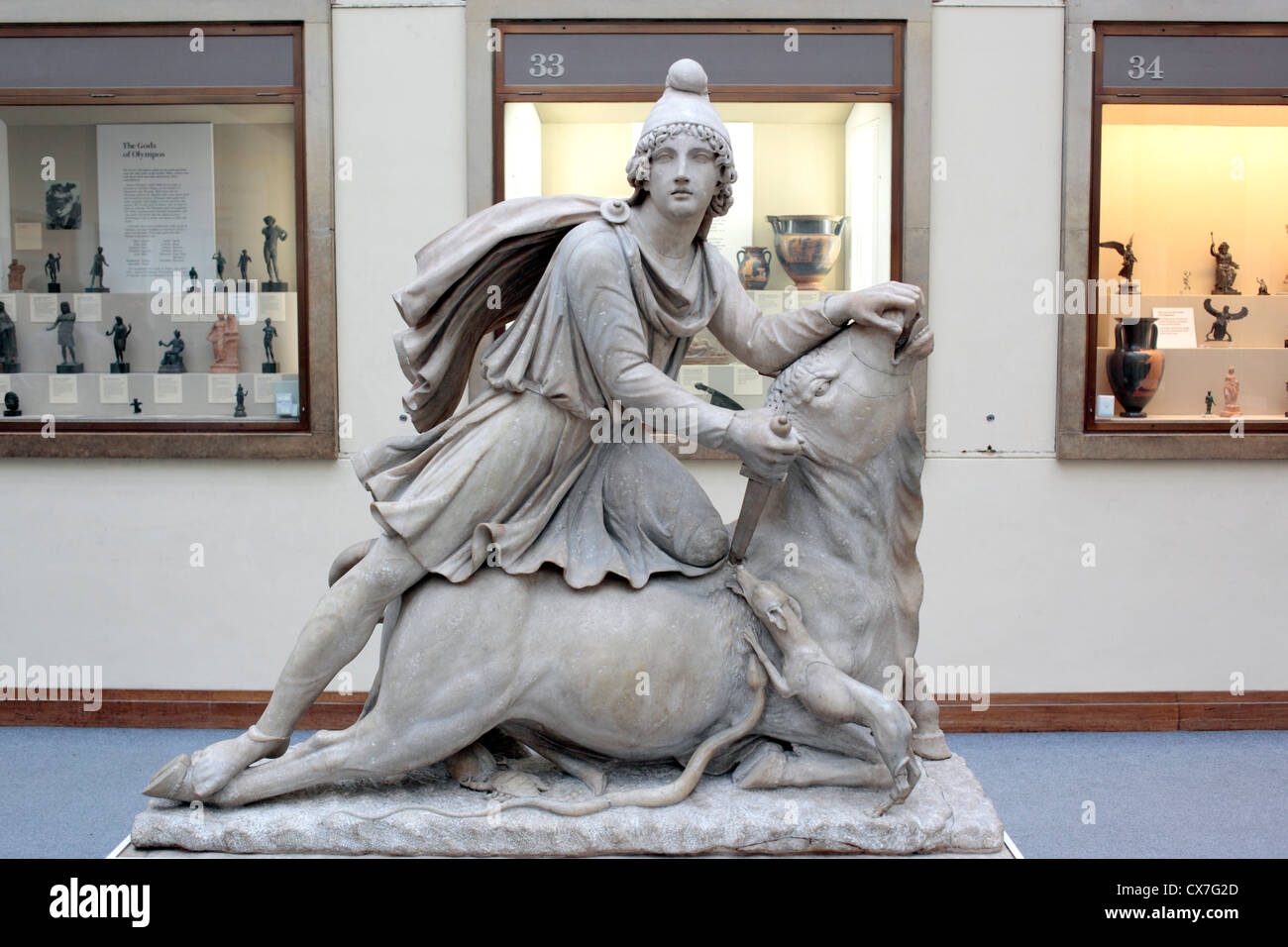 Mithra kills the bull, Hellenic statue, British museum, London, UK ...
