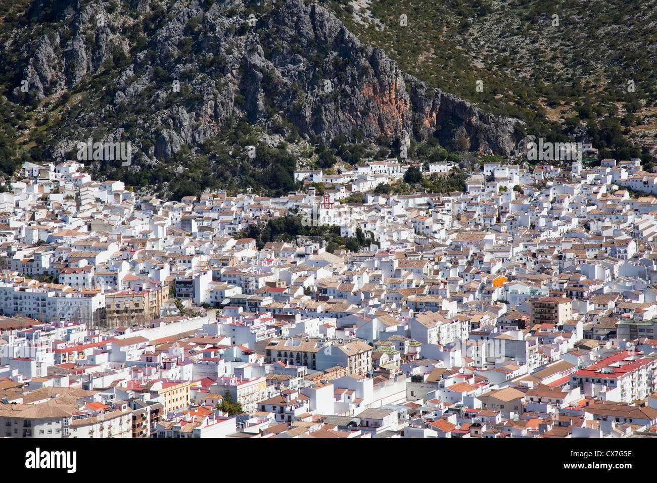 High Angle View Of A Whitewashed Town; Ubrique, Andalusia, Spain Stock ...