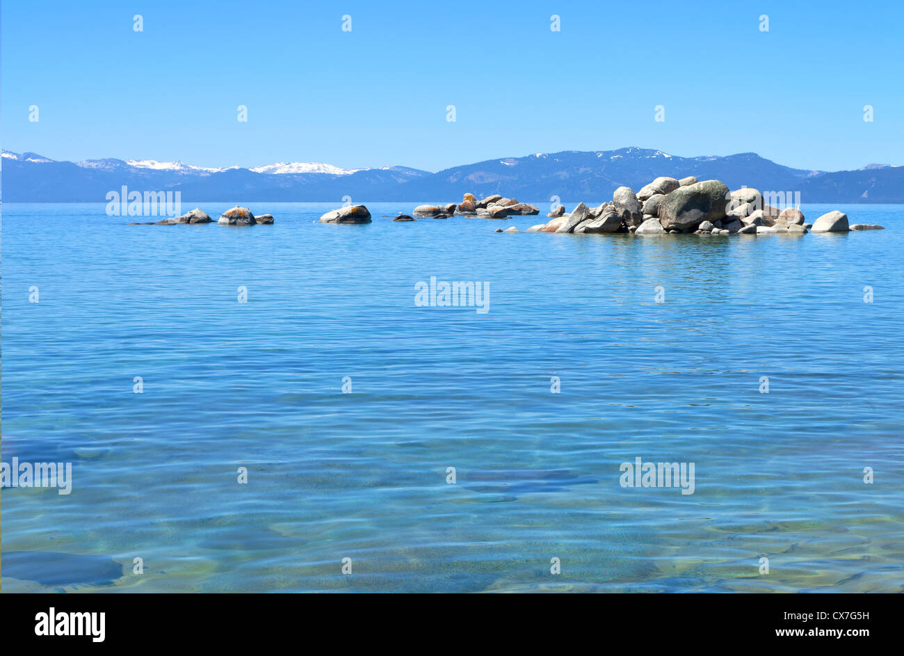 Lake Tahoe rocks and water, California Stock Photo - Alamy