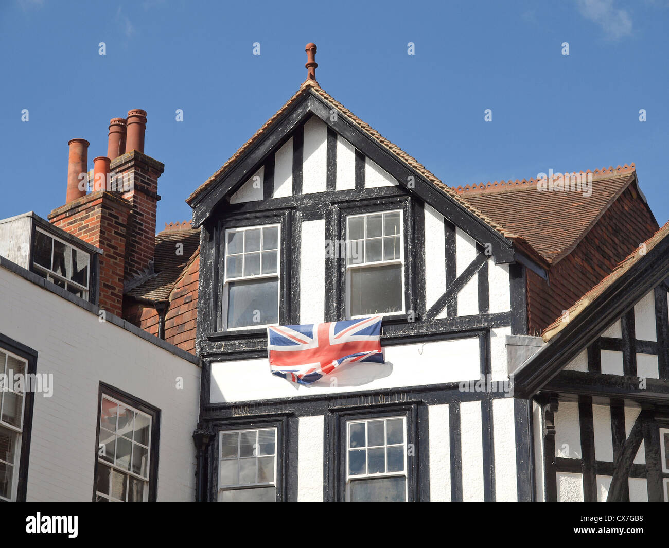 Old wooden frame Tudor buildings in the City of Canterbury in Kent ...