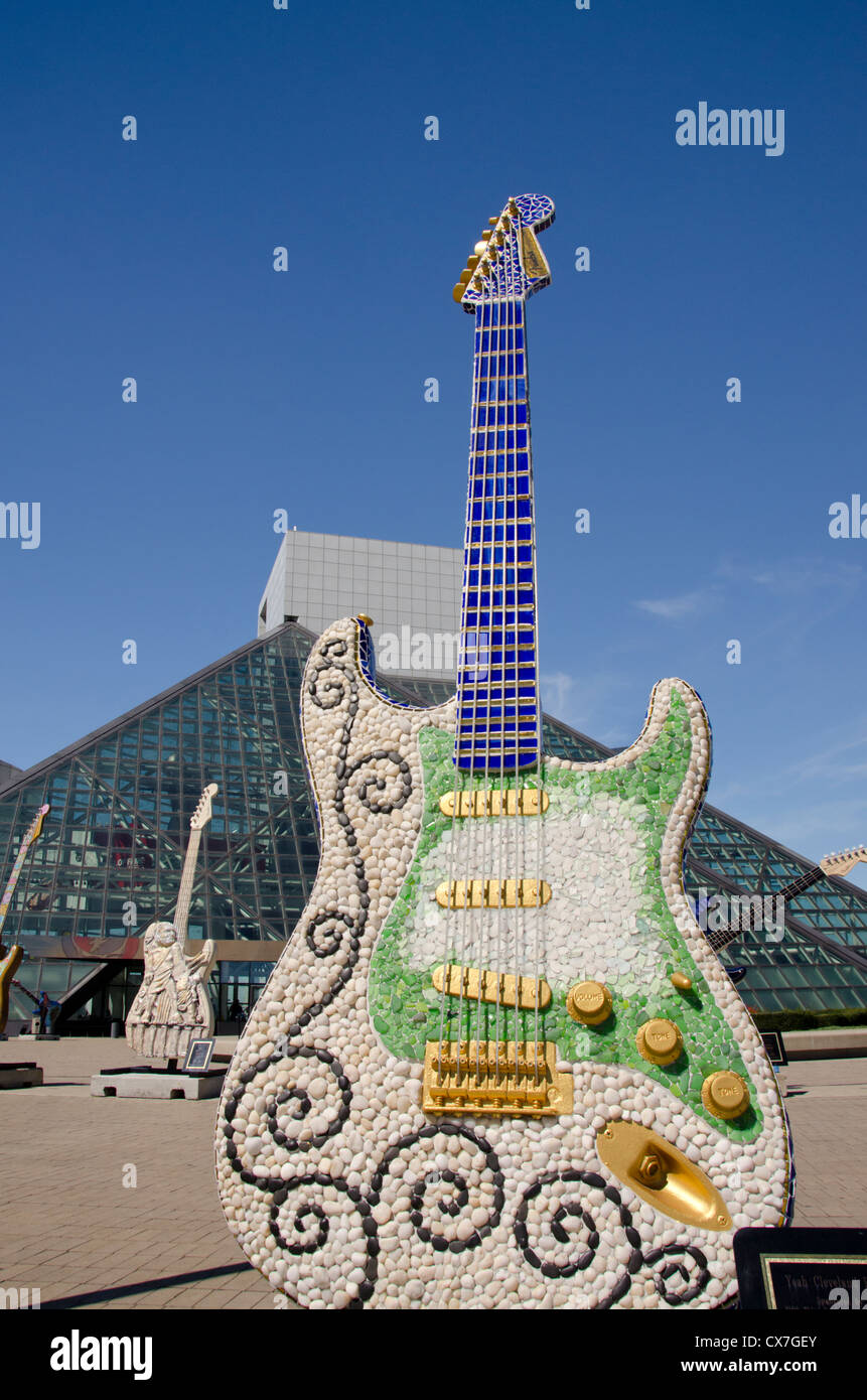 Ohio, Cleveland. Rock and Roll Hall of Fame & Museum. Giant guitar ...