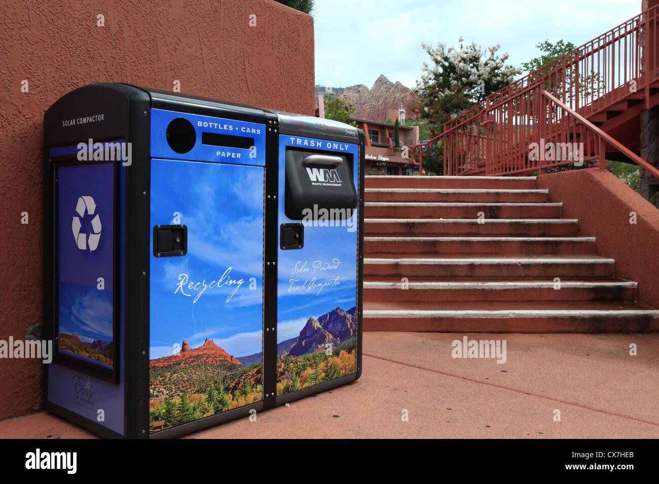 Recycle garbage can in city of Sedona in Arizona, US Stock Photo - Alamy