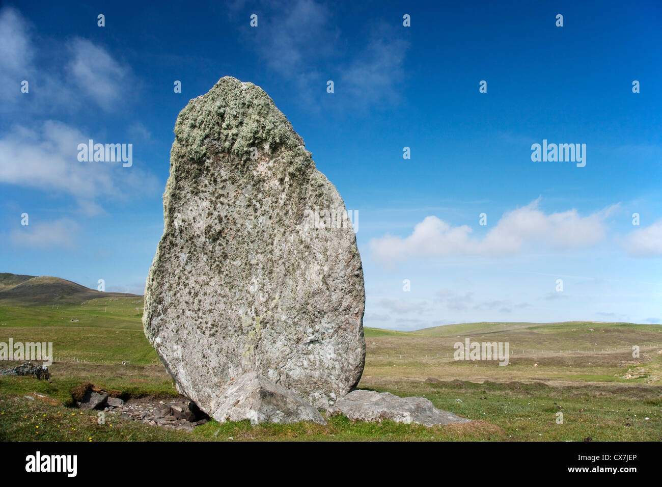 Standing Stone at Burragarth Unst, Shetland, UK LA005836 Stock Photo ...