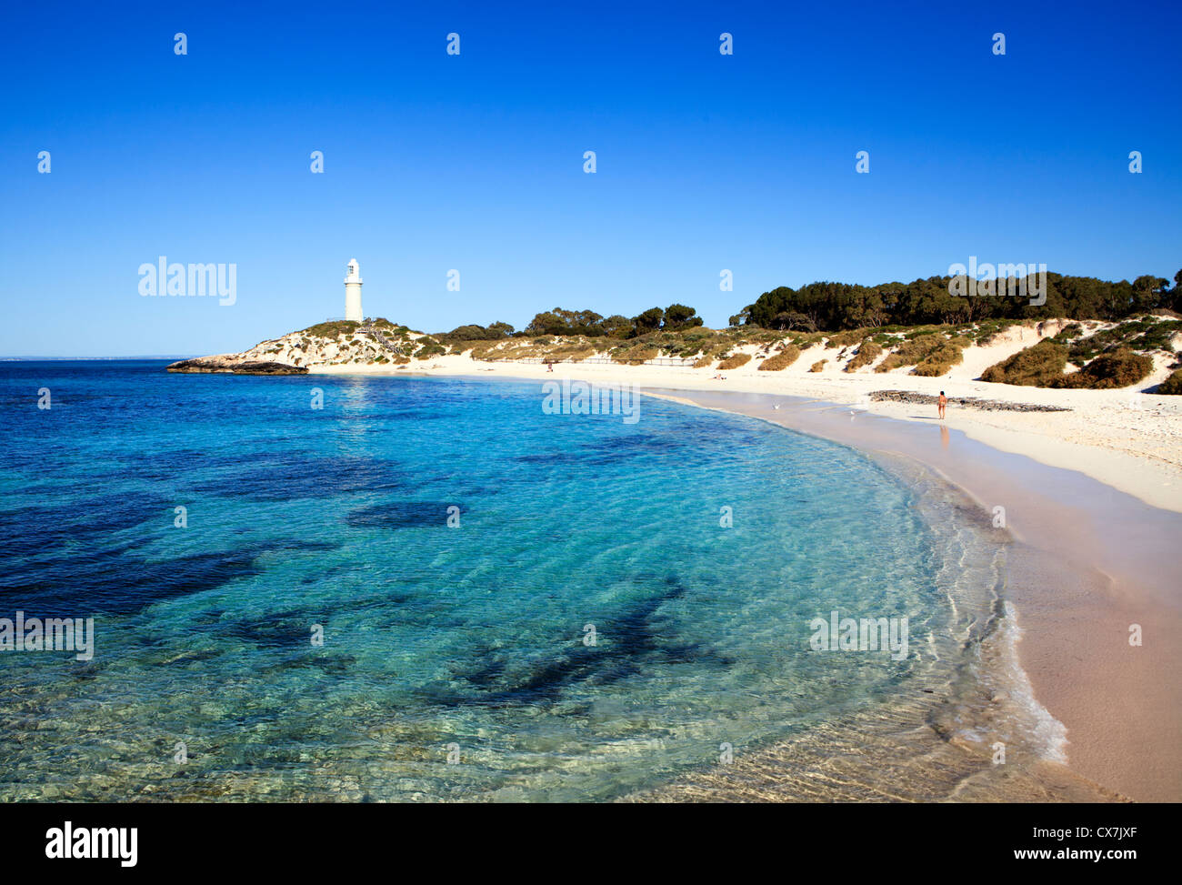Pinky Beach and Bathurst Lighthouse on Rottnest Island Stock Photo - Alamy