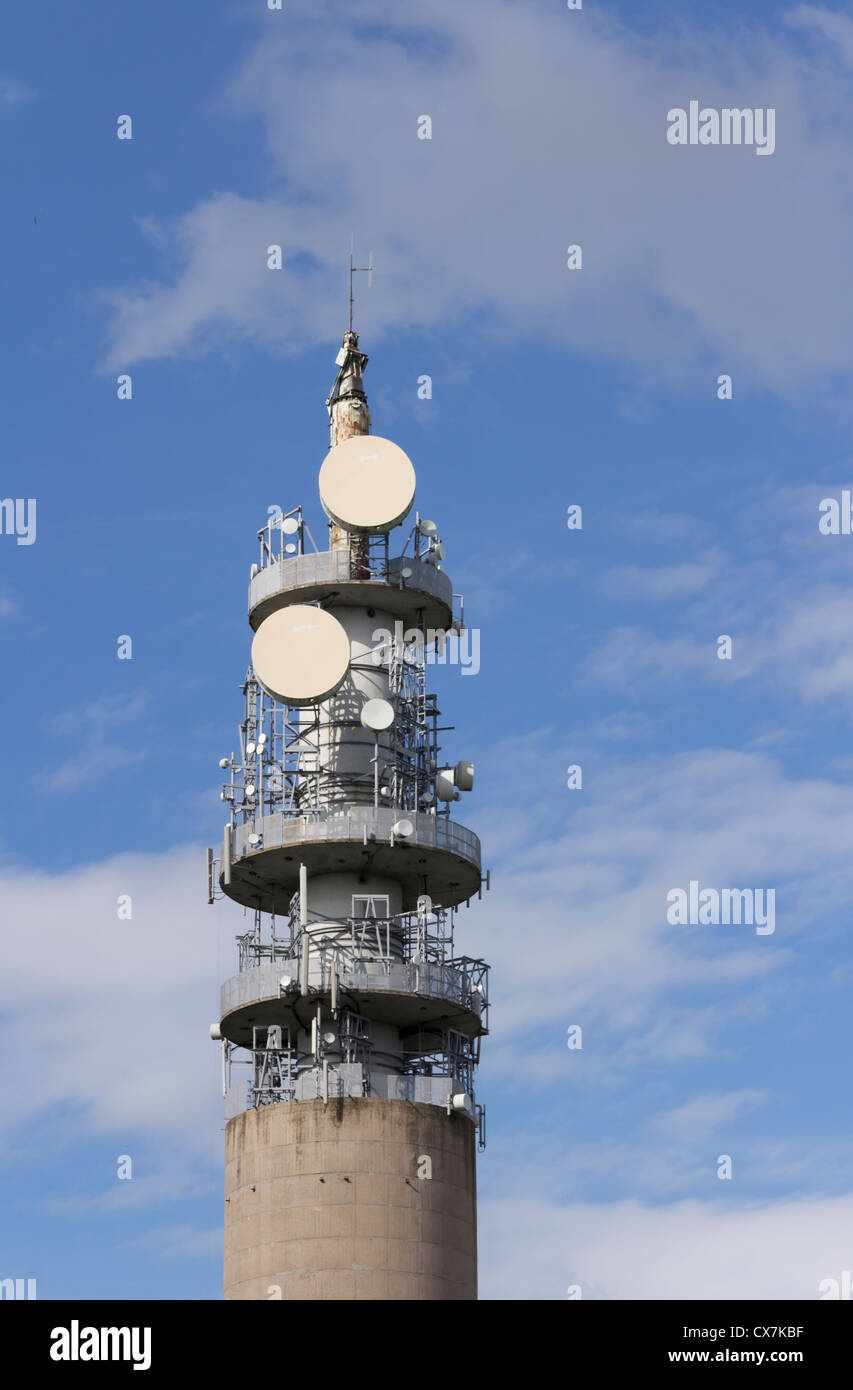 The top of the BT telecommunications tower at Heaton Park Manchester ...