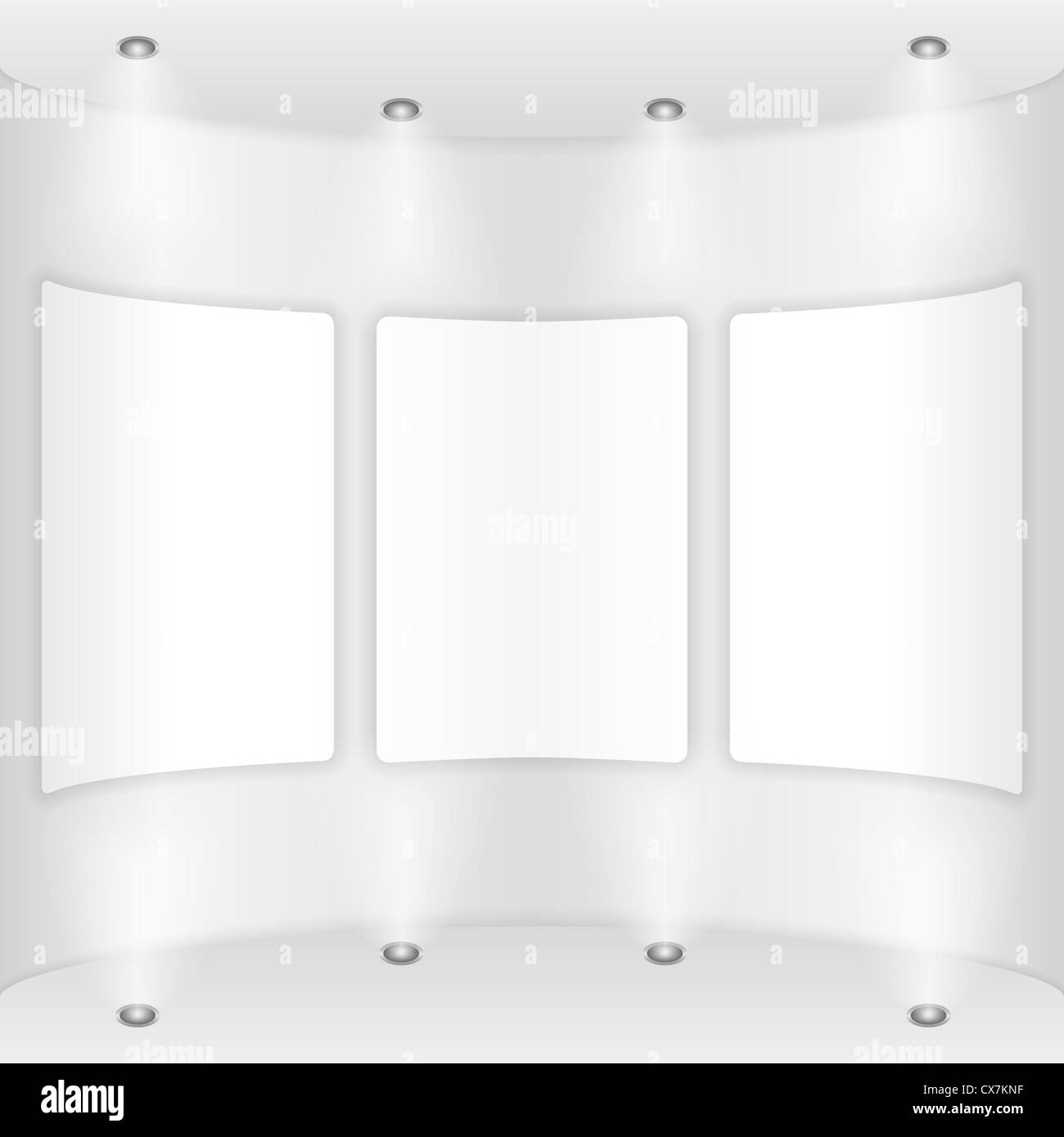 Three frames on a round wall, gallery Stock Photo - Alamy