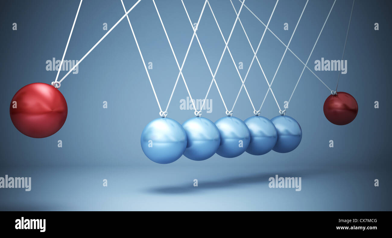 classic newton cradle with opposite power Stock Photo - Alamy