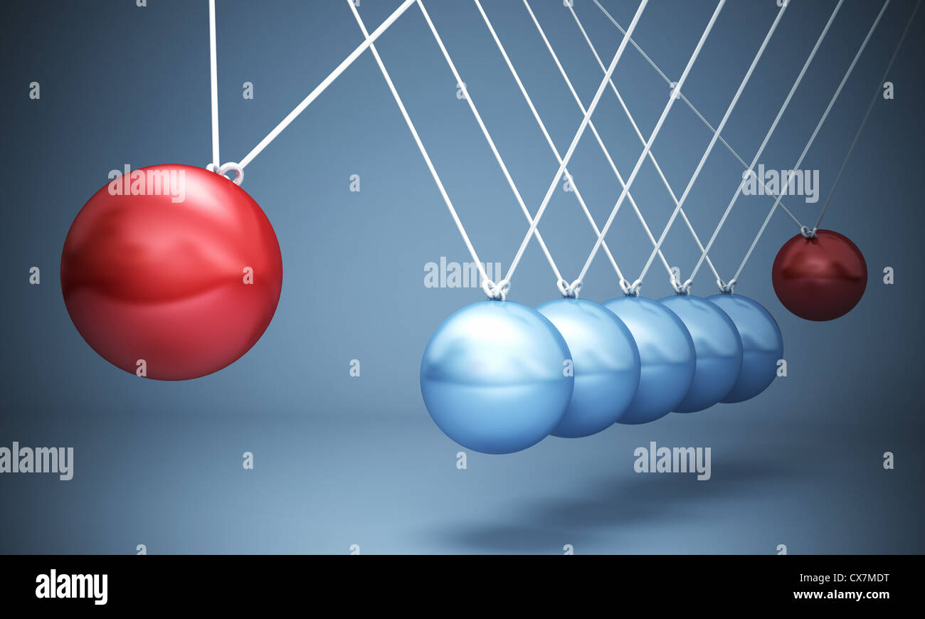 classic newton cradle with opposite power Stock Photo - Alamy