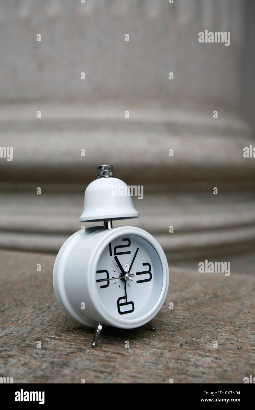 white clock before bank building Stock Photo - Alamy