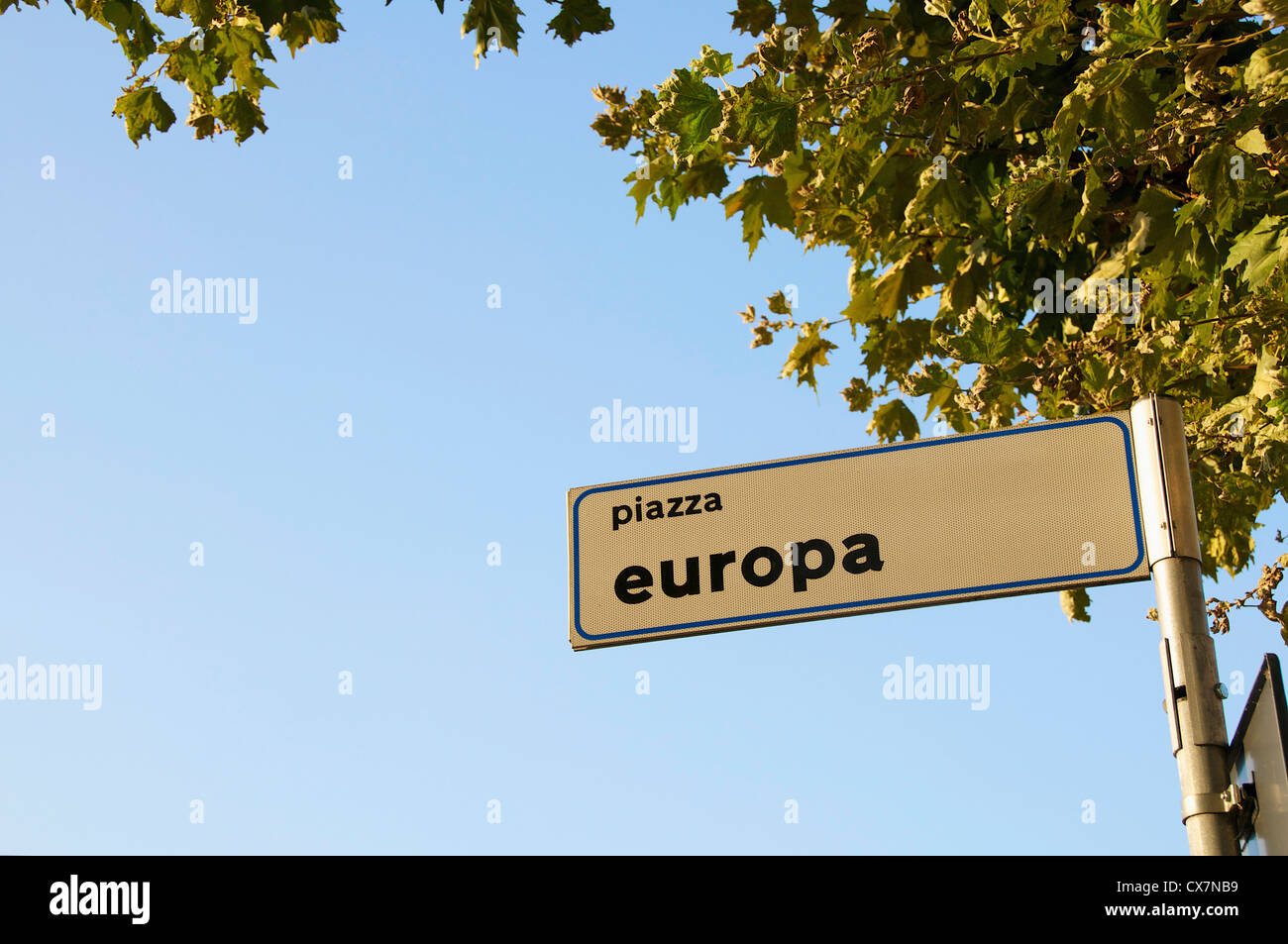 Sign for Europa piazza Stock Photo - Alamy