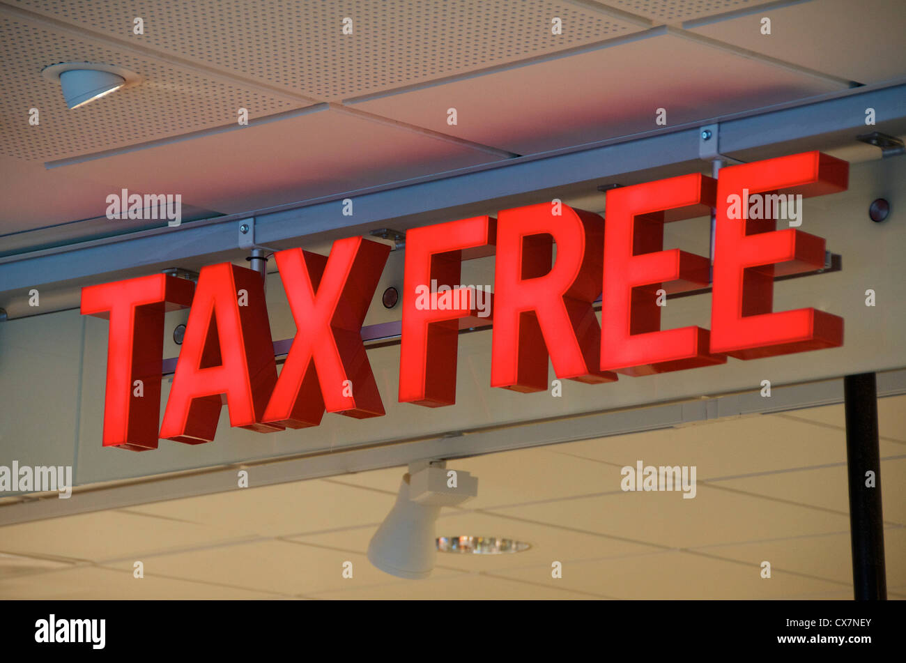 Tax free sign at airport Stock Photo - Alamy