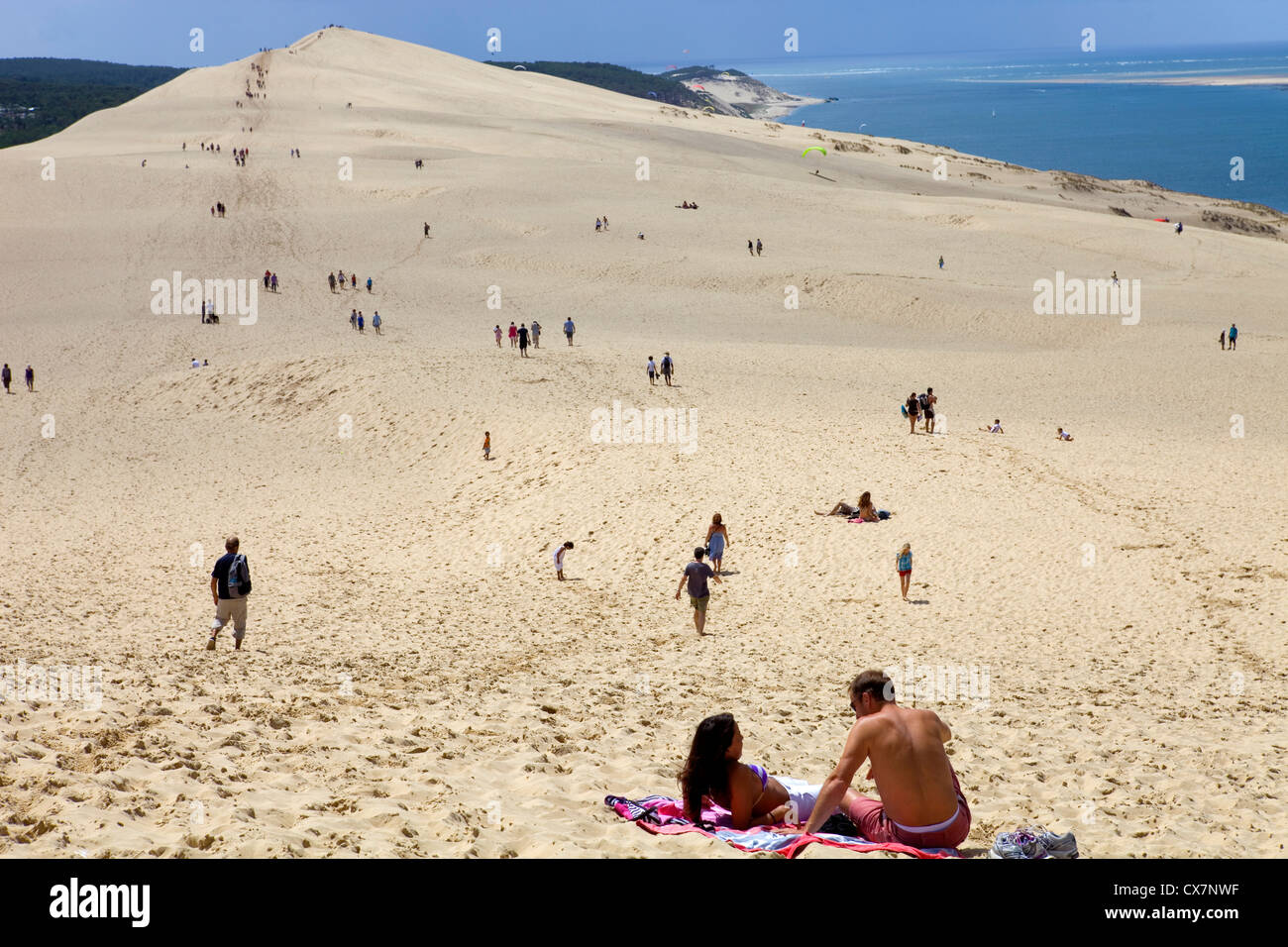 People visiting the Famous dune of Pyla, the highest sand dune in ...