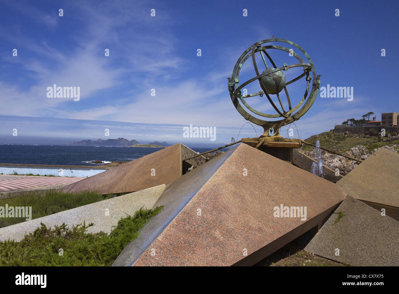 Compass rose sculpture at Baiona in Galicia, Spain Stock Photo - Alamy
