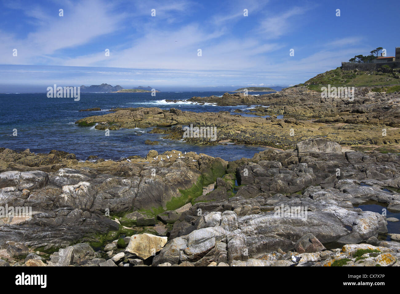 Coastal scene, Baiona in Galicia, Spain Stock Photo - Alamy