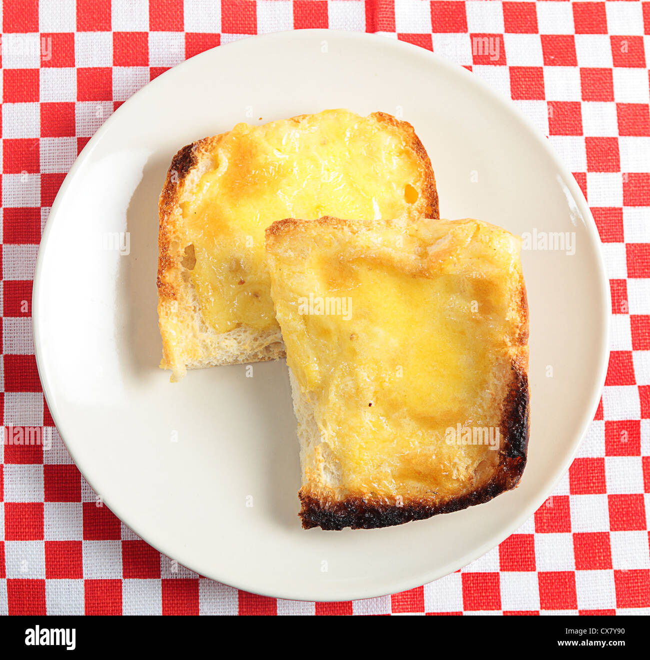 A Welsh rabbit, or Welsh rarebit - a mix of cheddar cheese and egg with ...