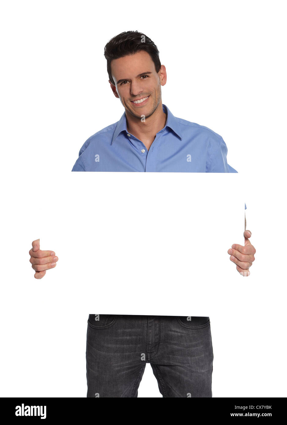 Man with white Sign Board Stock Photo - Alamy