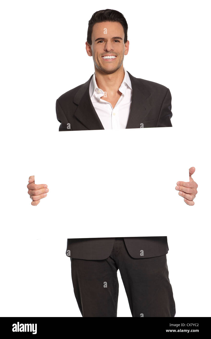 Man with white Sign Board Stock Photo - Alamy