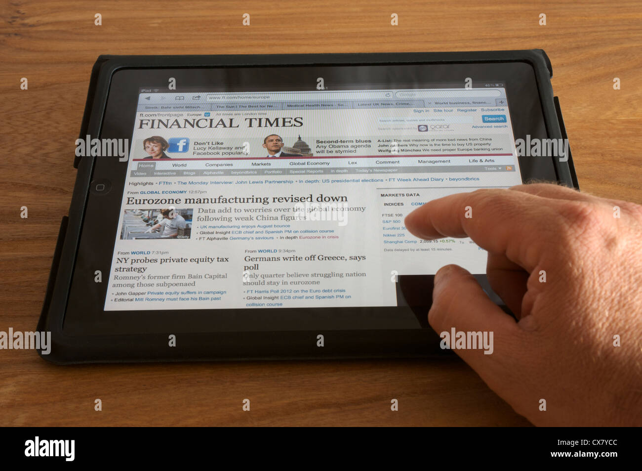 iPad computer displaying The Financial Times newspaper homepage Stock ...