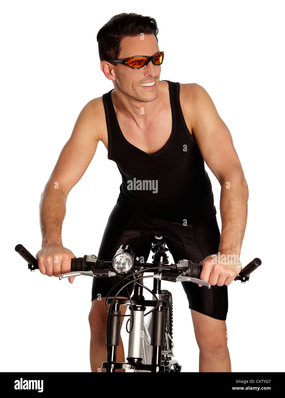 Man with bicycle Stock Photo - Alamy