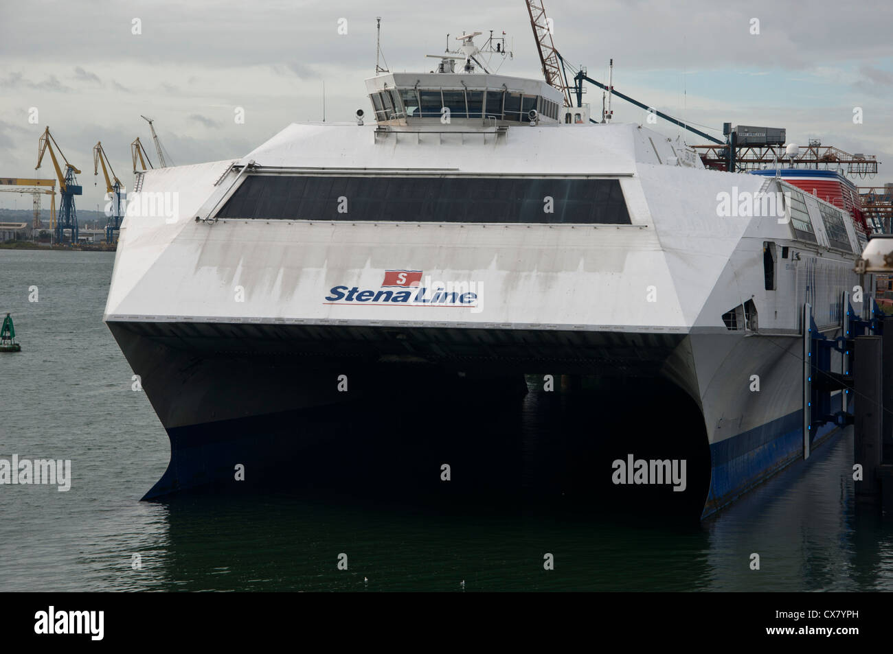 Stena HSS catamaran berthed at Belfast Stock Photo - Alamy