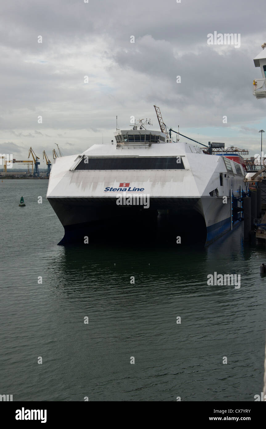 Stena HSS catamaran berthed at Belfast Stock Photo - Alamy