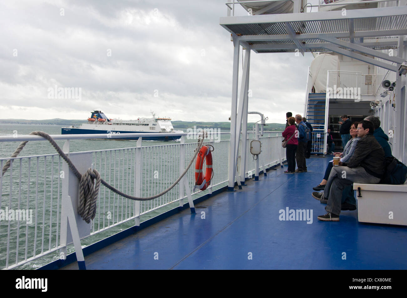Passengers on deck of Stena line Belfast ferry Stock Photo - Alamy